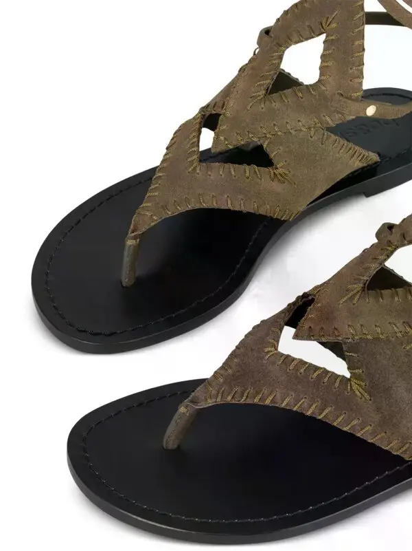 Ba&sh Capri Flat Sandals With Whipstitch Trim
