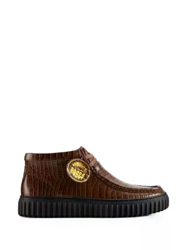 Clarks X Martine Rose Torhill Hi Croc-effect Leather Boots - Brown