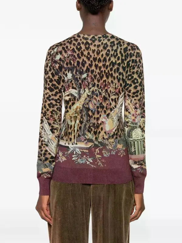Etro Leopard-print Floral-intarsia Cardigan