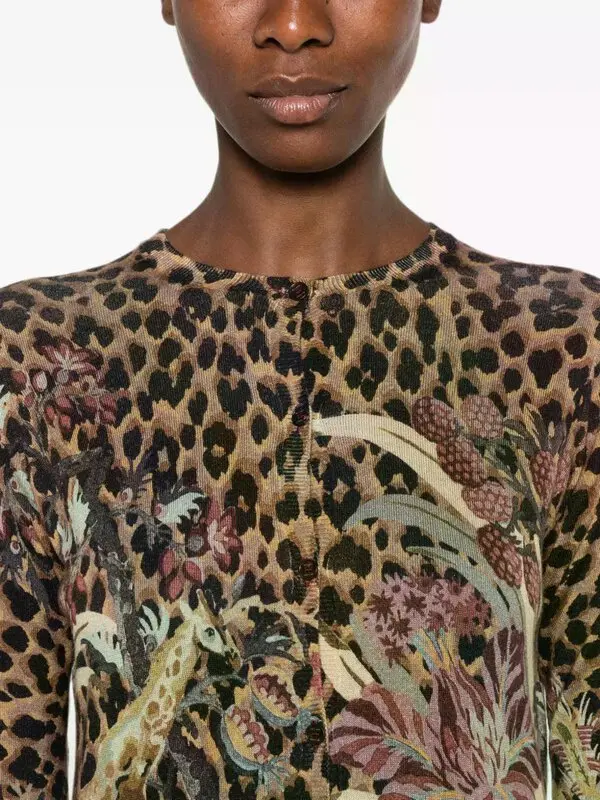 Etro Leopard-print Floral-intarsia Cardigan