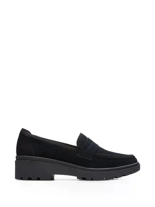 Clarks Calla Ease Suede Loafers - Black