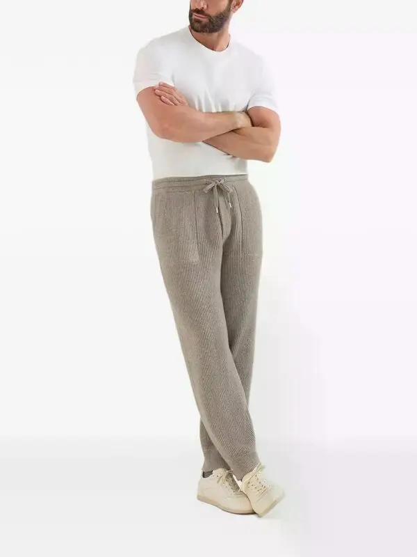 Brunello Cucinelli Cashmere English Rib Knit Joggers - Neutrals