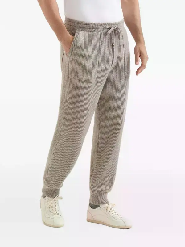 Brunello Cucinelli Cashmere English Rib Knit Joggers - Neutrals