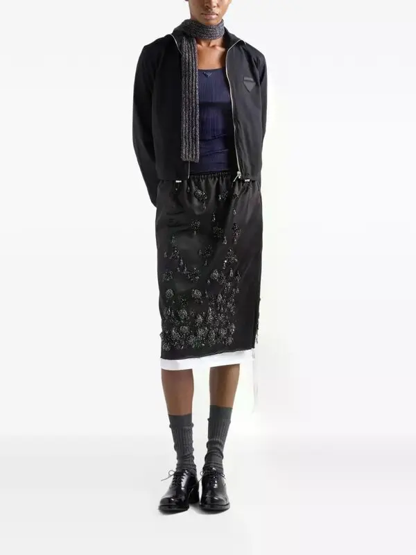 Prada Reversible Jersey Zipper Jacket With Hood - Black