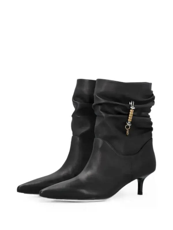 Pinko Ruched Logo-charm Ankle Boots