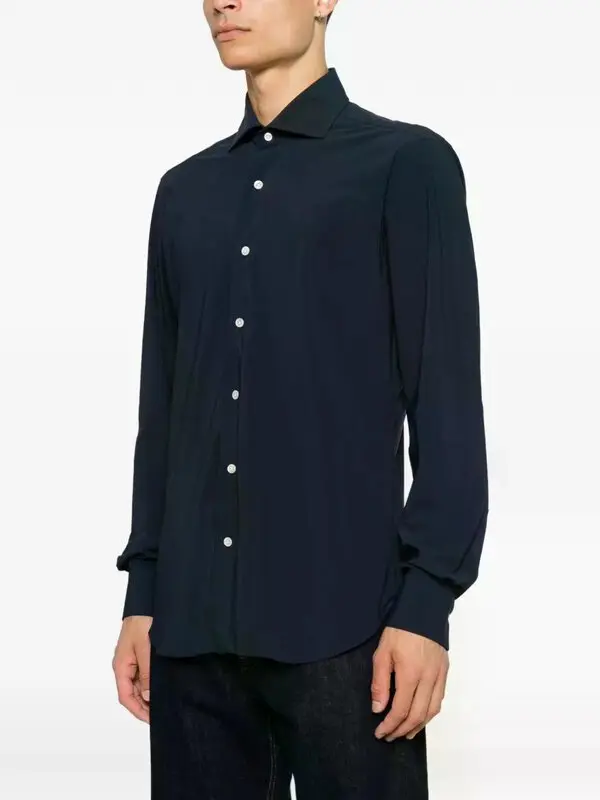 BARBA NAPOLI Long-sleeve Button-down Shirt - Blue
