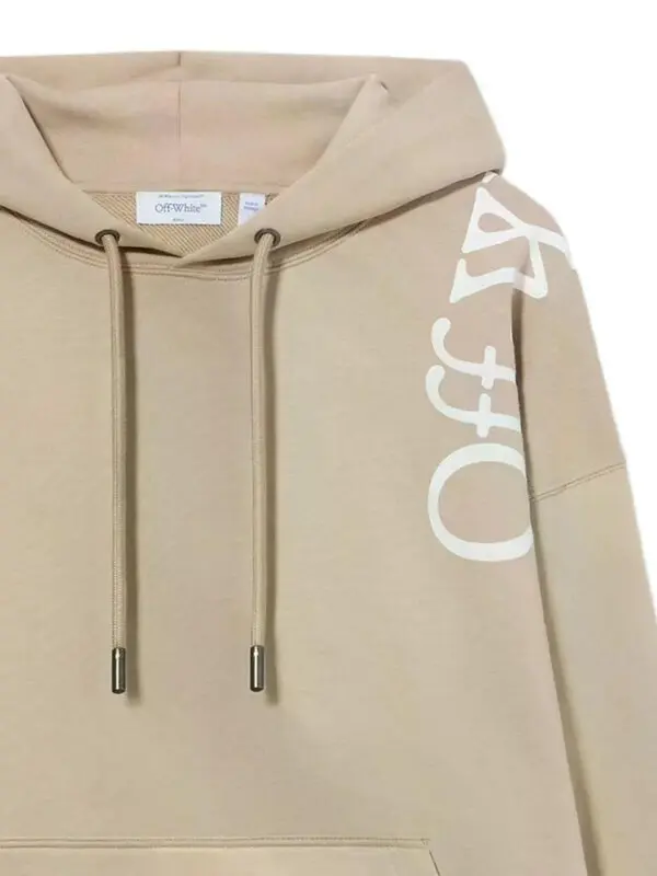 Off-White Cotton Logo Print Hoodie - Neutrals