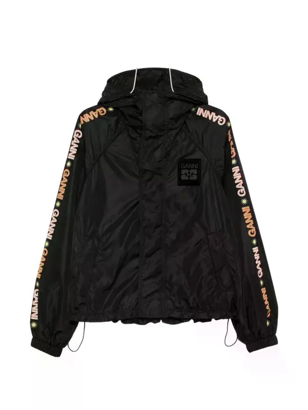 GANNI Logo-print Hooded Jacket - Black
