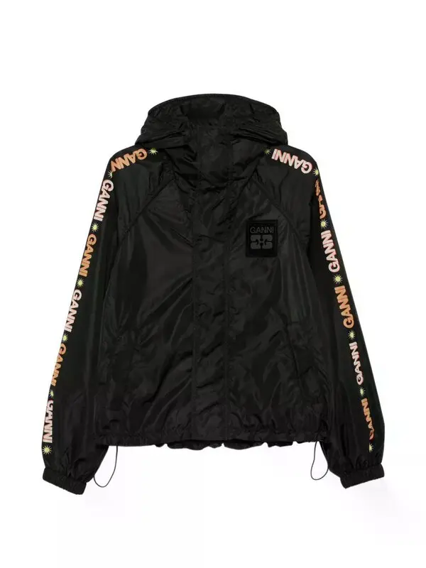 GANNI Logo-print Hooded Jacket - Black