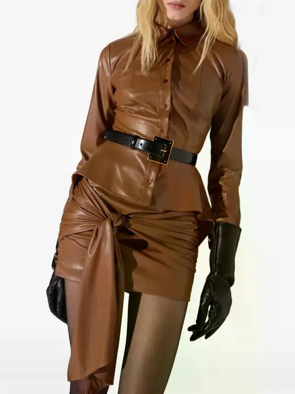 Elisabetta Franchi Leather Effect Peplum Shirt