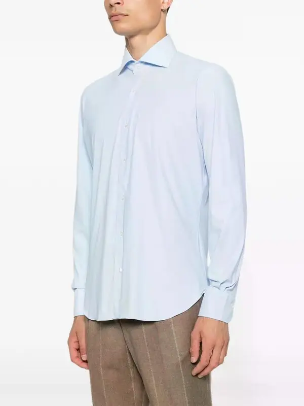 BARBA NAPOLI Spread-collar Long-sleeve Shirt - Blue