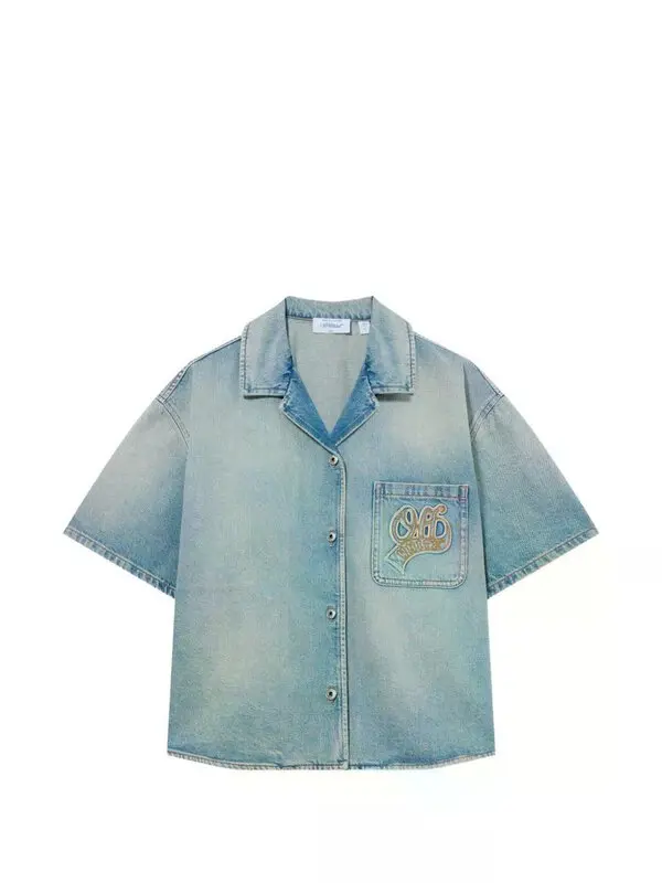 Off-White College Patch Denim Shirt - Blue
