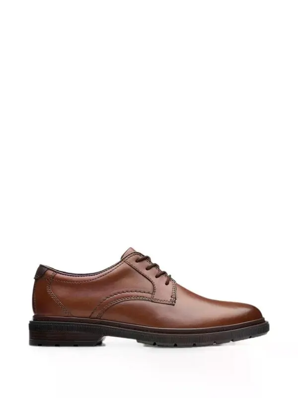 Clarks Burchill Leather Derby Shoes - Brown