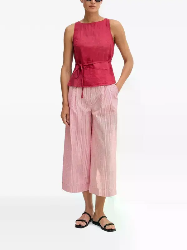 BENETTON Striped-pattern Wide-leg Cropped Trousers