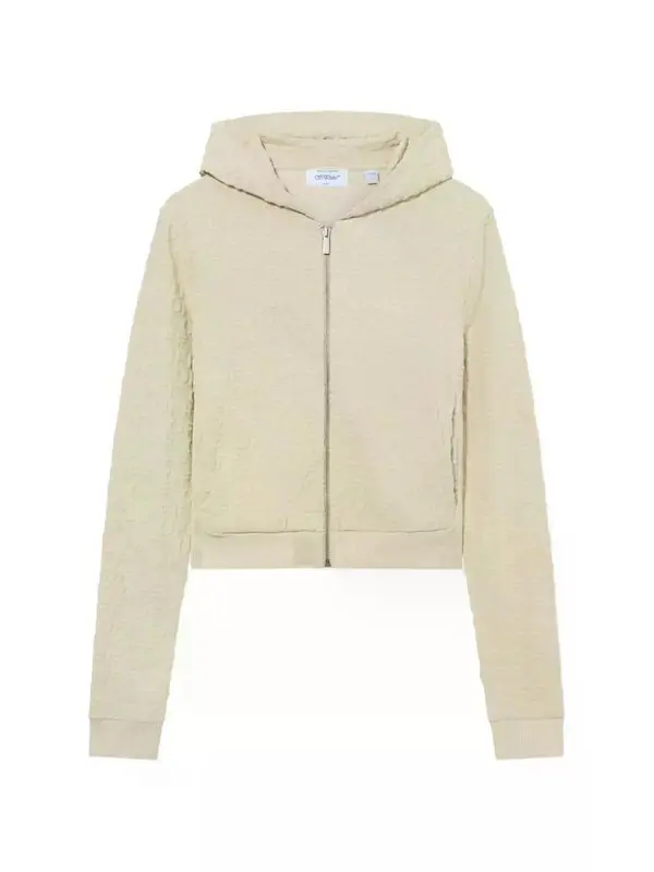 Off-White Logo-embossed Zip-up Hoodie - Neutrals