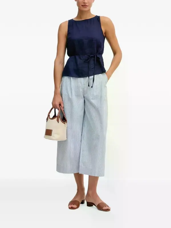 BENETTON Striped-pattern Wide-leg Cropped Trousers