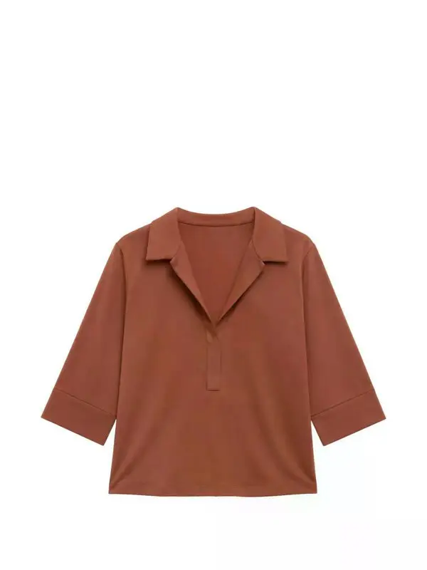 Max Mara Spread-collar Three-quarter-sleeve Blouse - Brown
