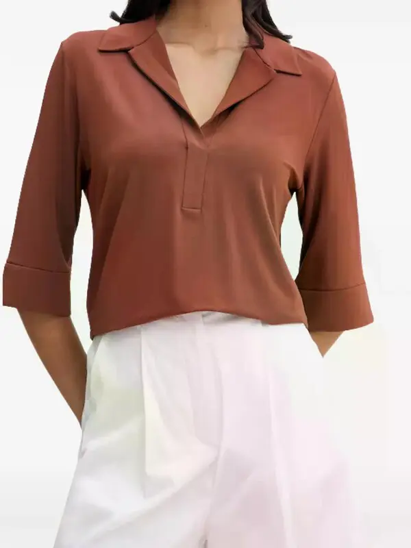 Max Mara Spread-collar Three-quarter-sleeve Blouse