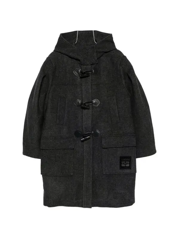 GANNI Hooded Toggle-fastening Coat - Grey