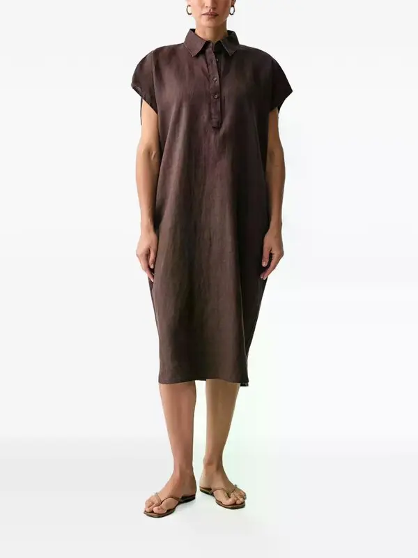 BENETTON Midi Shirt Dress With Button-up Fastening