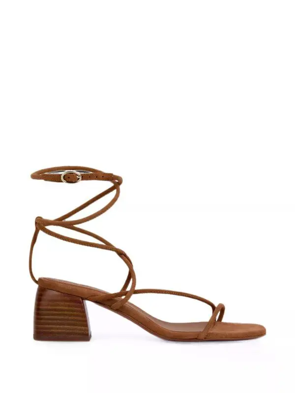 Ba&sh Suede Heeled Sandals With Buckle-fastening Ankle Strap - Brown