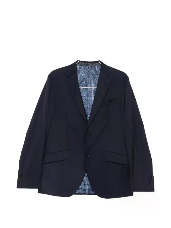 Etro Single-breasted Wool Suit - Blue