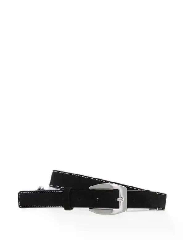 Nn07 Dual Contrast-stitch Suede Belt - Black