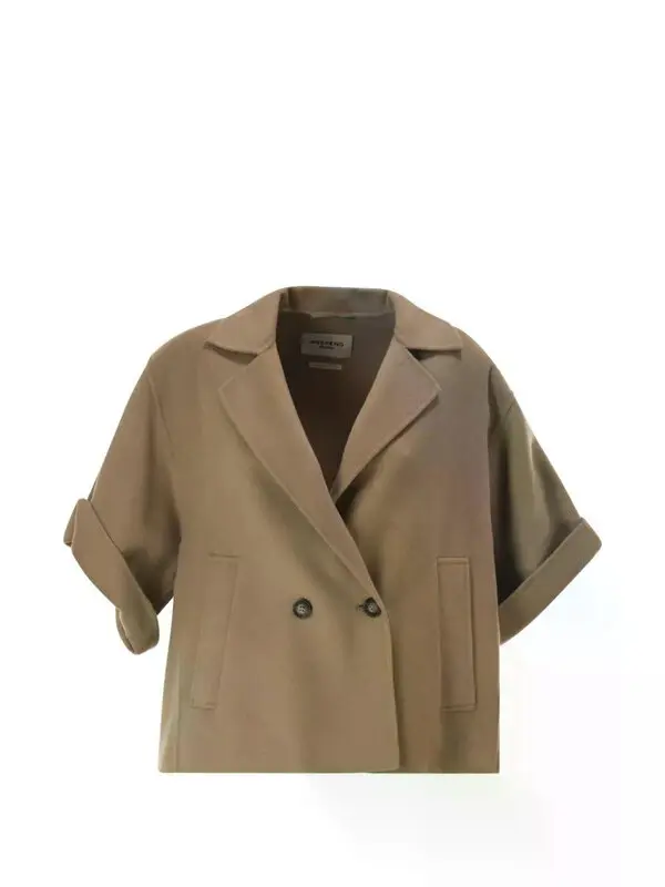 Max Mara Wkdneo Virgin Wool Double-breasted Jacket With A Boxy Silhouette - Neutrals