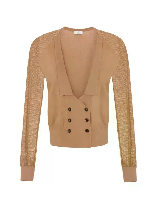 Elisabetta Franchi Knit And Mesh Cardigan - Neutrals