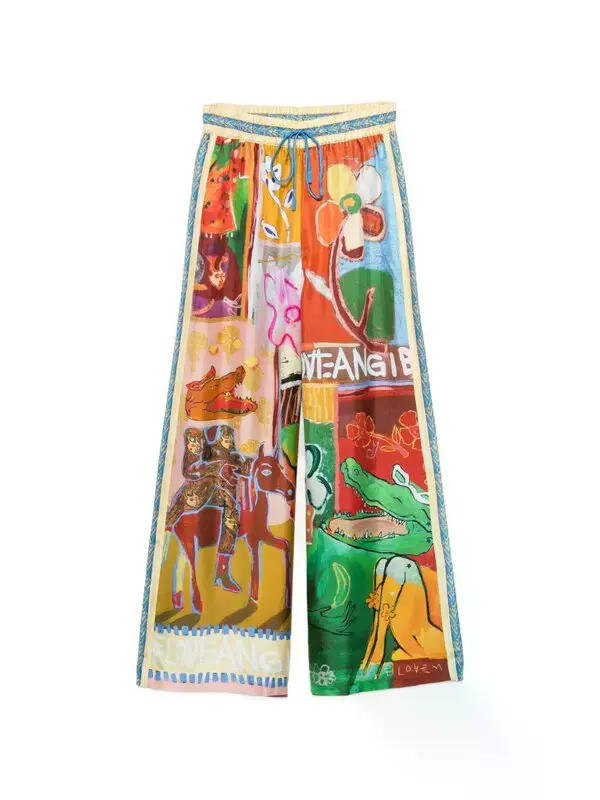 ALEMAIS Alemasis Graphic Print Palazzo Pants - Orange