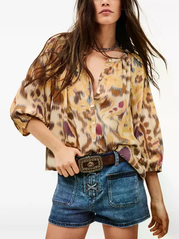 Ba&sh Maelle Printed Shirt - Yellow