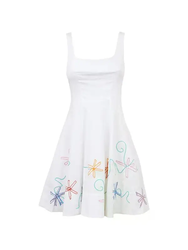 Staud Wells Embroidered Mini Dress - White