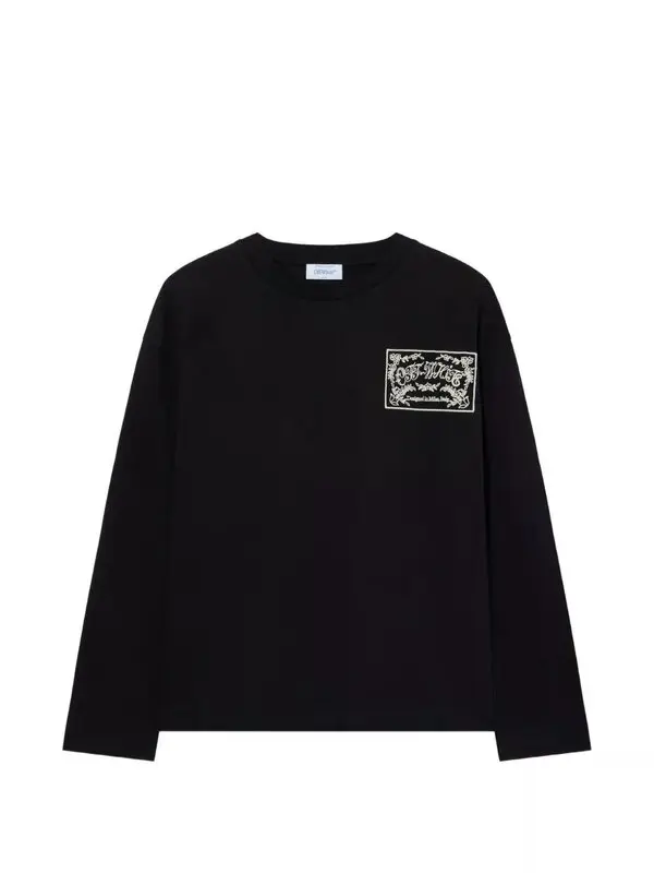 Off-White Embroidered Paisley Logo Long Sleeve T-shirt - Black