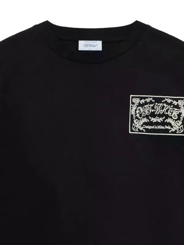Off-White Embroidered Paisley Logo Long Sleeve T-shirt