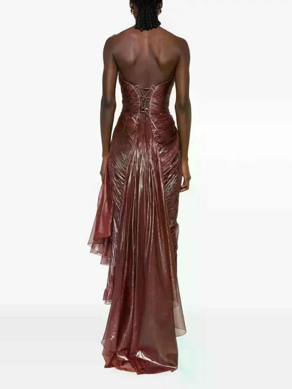 MARIA LUCIA HOHAN Jolie Lace-trim Strapless Gown - Brown