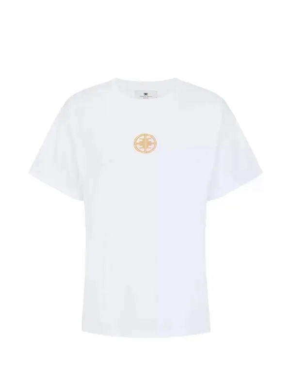 Elisabetta Franchi Jersey T-shirt With Jewel Logo - White