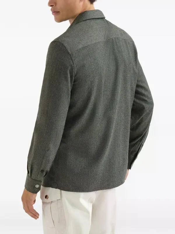 Brunello Cucinelli Virgin Wool Flannel Overshirt With Spread Collar And Chest Pockets