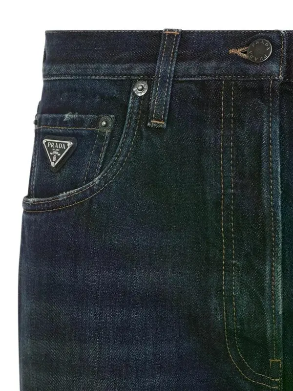 Prada Logo-plaque Wide-leg Jeans