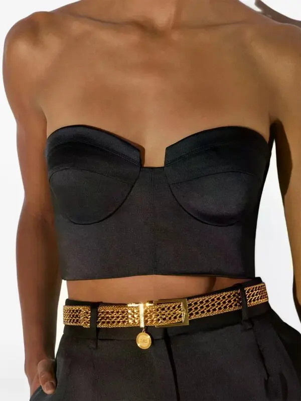 Elisabetta Franchi Stretch Satin Off-the-shoulder Top