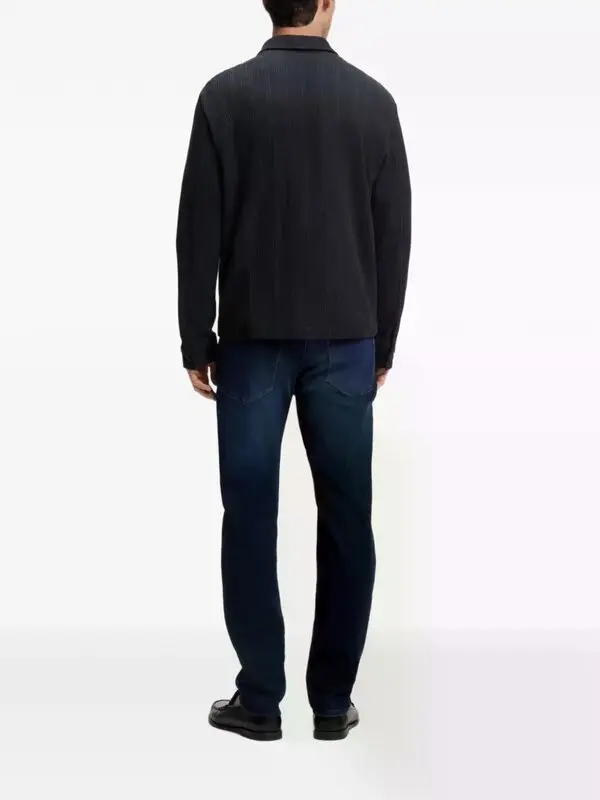 BOSS Relaxed-fit Overshirt In Striped Cotton - Black