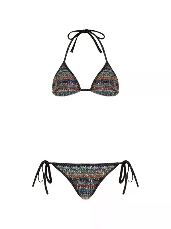 Missoni Zigzag-knit Sequin-embellished Bikini - Black