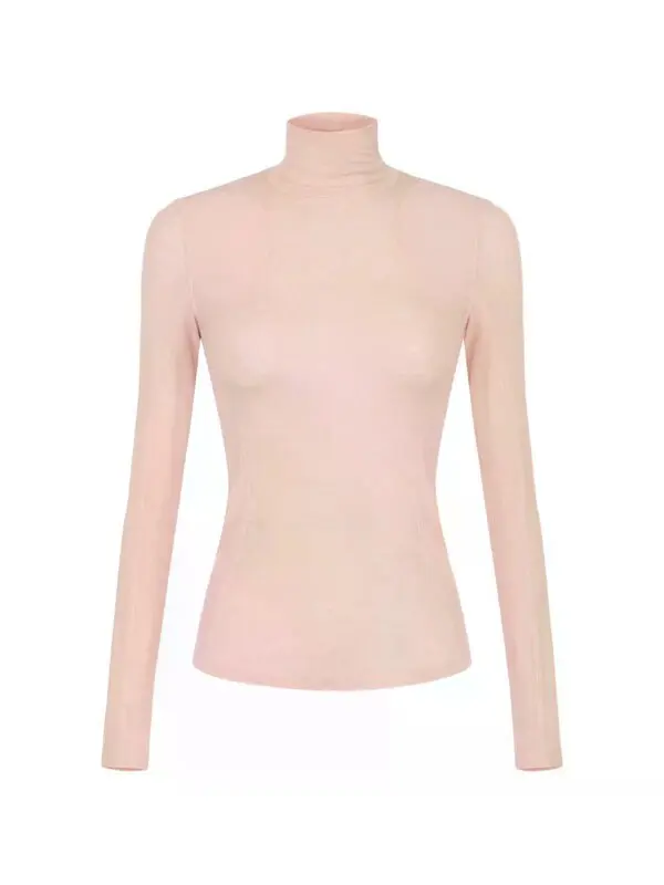 Elisabetta Franchi Lightweight Jersey Turtleneck Top With Ribbed Inserts - Neutrals