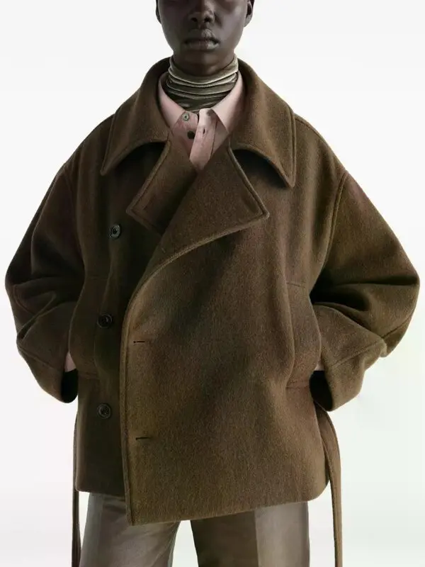 LEMAIRE Short Wrap Coat In Felted Wool And Alpaca Blend