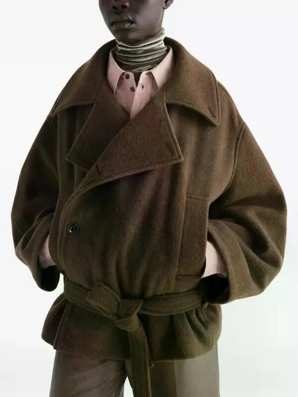 LEMAIRE Short Wrap Coat In Felted Wool And Alpaca Blend