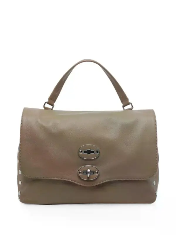 ZANELLATO Medium Postina Studded Leather Shoulder Bag - Brown