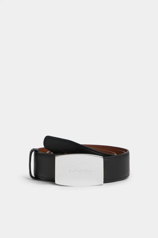 Dsquared2 Calf Leather Belt With Plaque Buckle