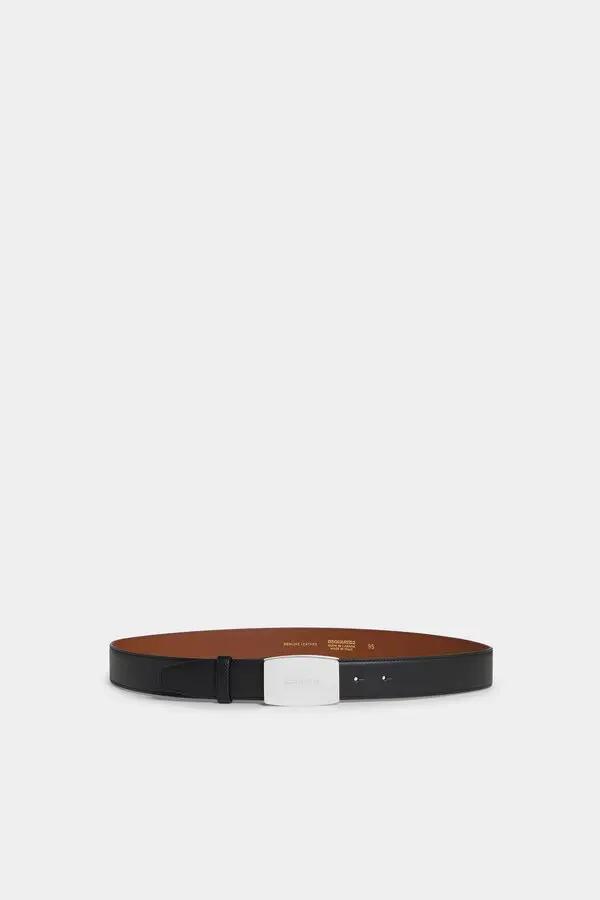 Dsquared2 Calf Leather Belt With Plaque Buckle