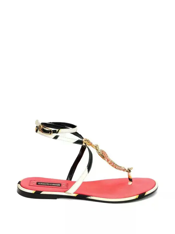 Roberto Cavalli Embellished Snake Motif Sandals