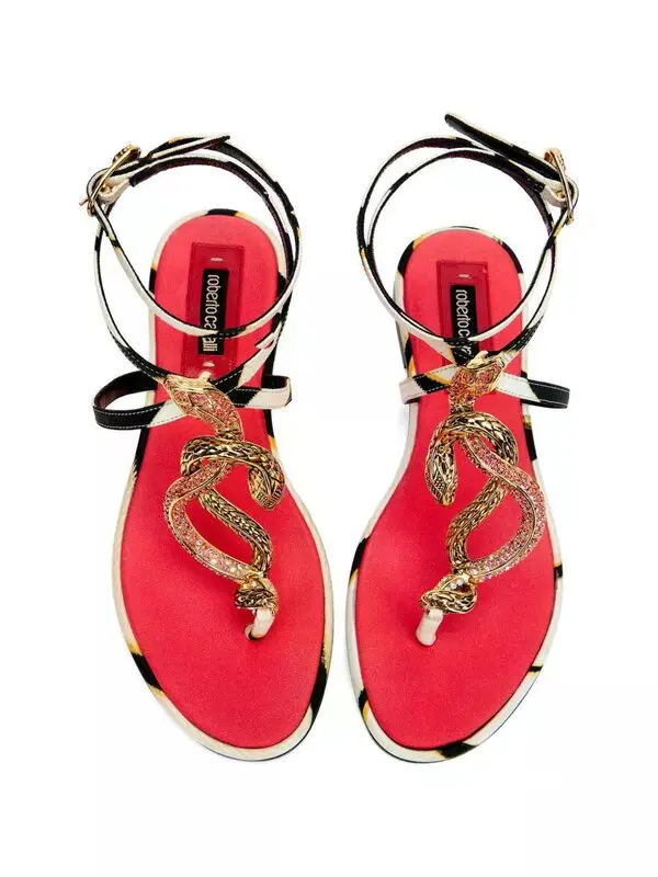 Roberto Cavalli Embellished Snake Motif Sandals