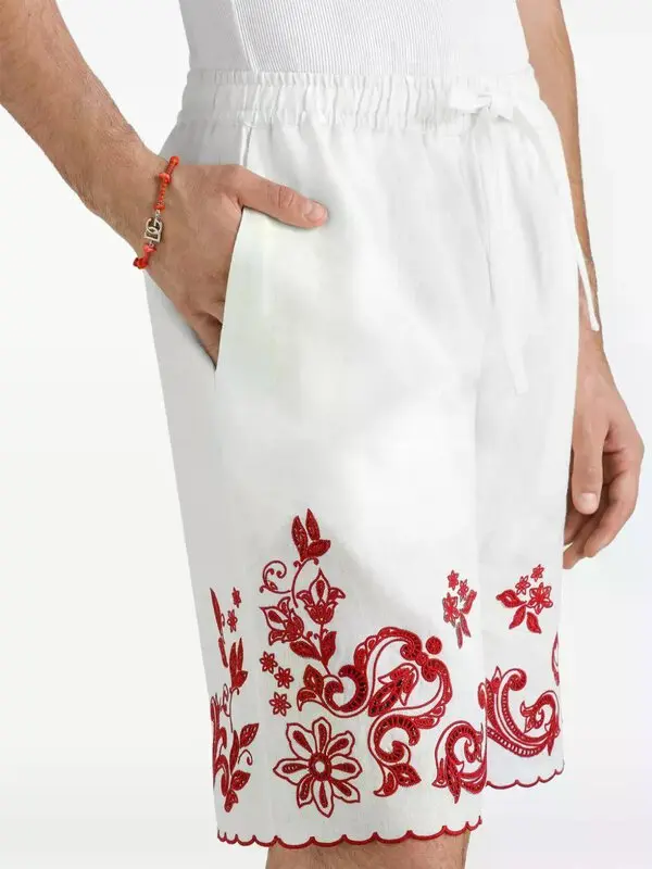 Dolce & Gabbana Embroidered Linen Bermuda Shorts